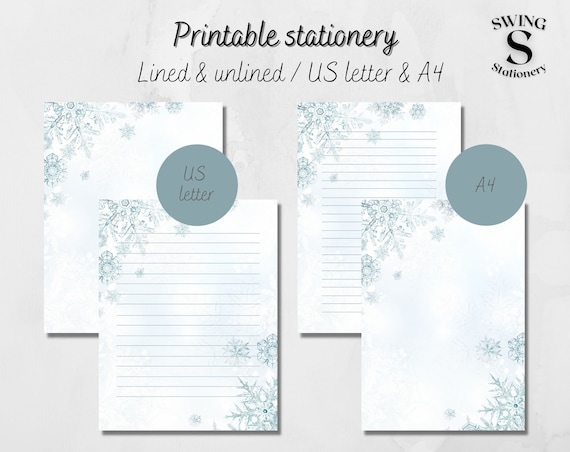Snowflake Printable Writing Paper Downloadable Note Paper - Etsy