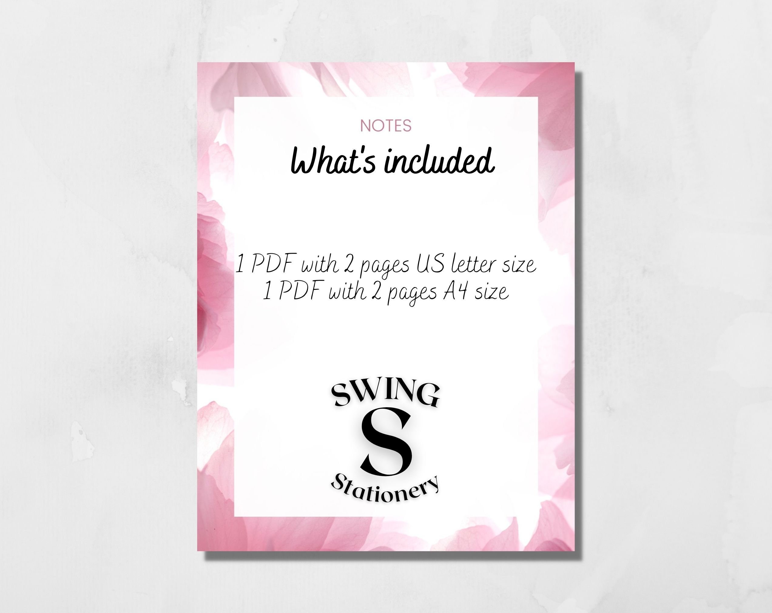 Pink Printable Writing Paper, Pastel Pink Flowery Downloadable Note ...