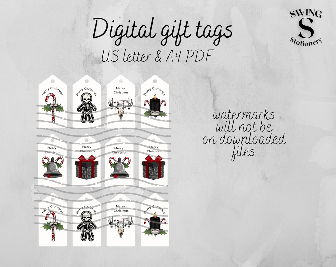 Gothic Gift Tags Printable Gift Tags Digital Christmas Gift - Etsy