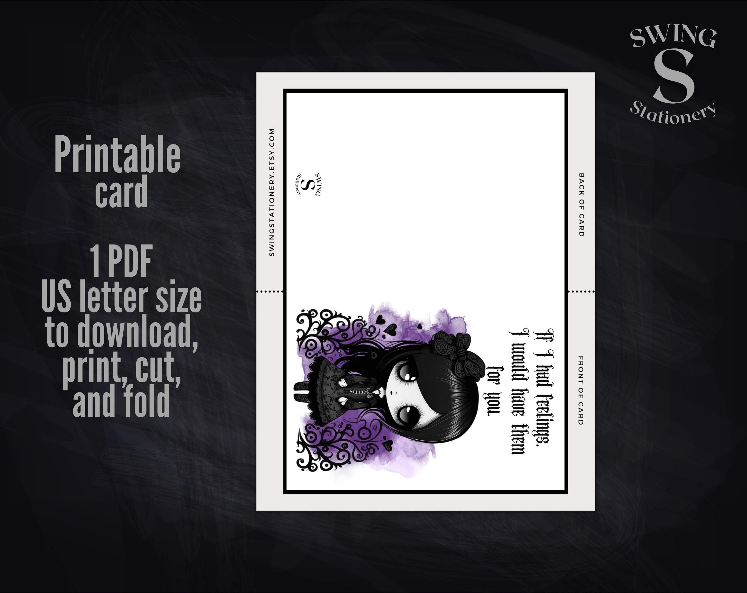 Printable Gothic Valentine, Black and White Valentine, Horror Valentine ...