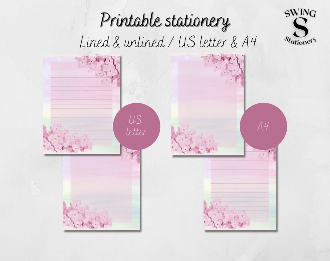 Cherry Blossom Printable Writing Paper, Downloadable Cherry Blossom ...