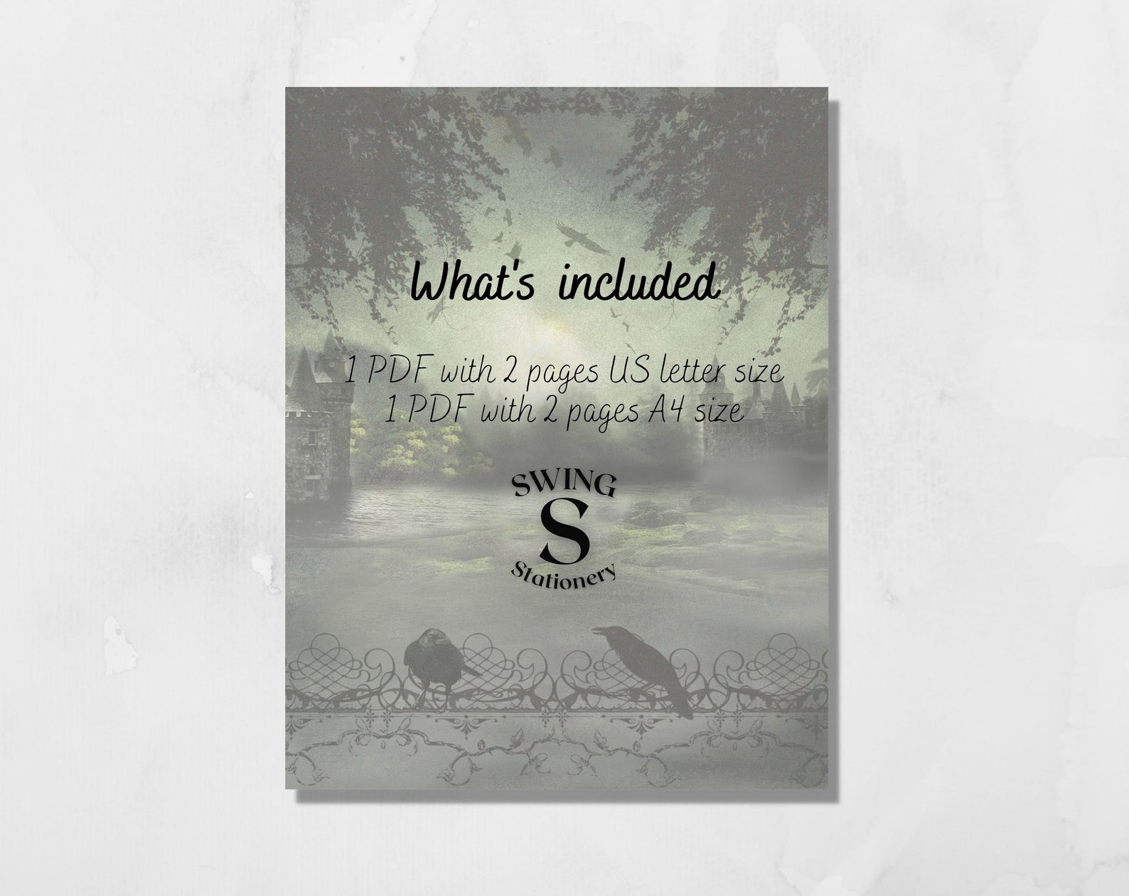 Gothic Raven Printable Writing Paper, Printable Letter Paper, Gothic ...