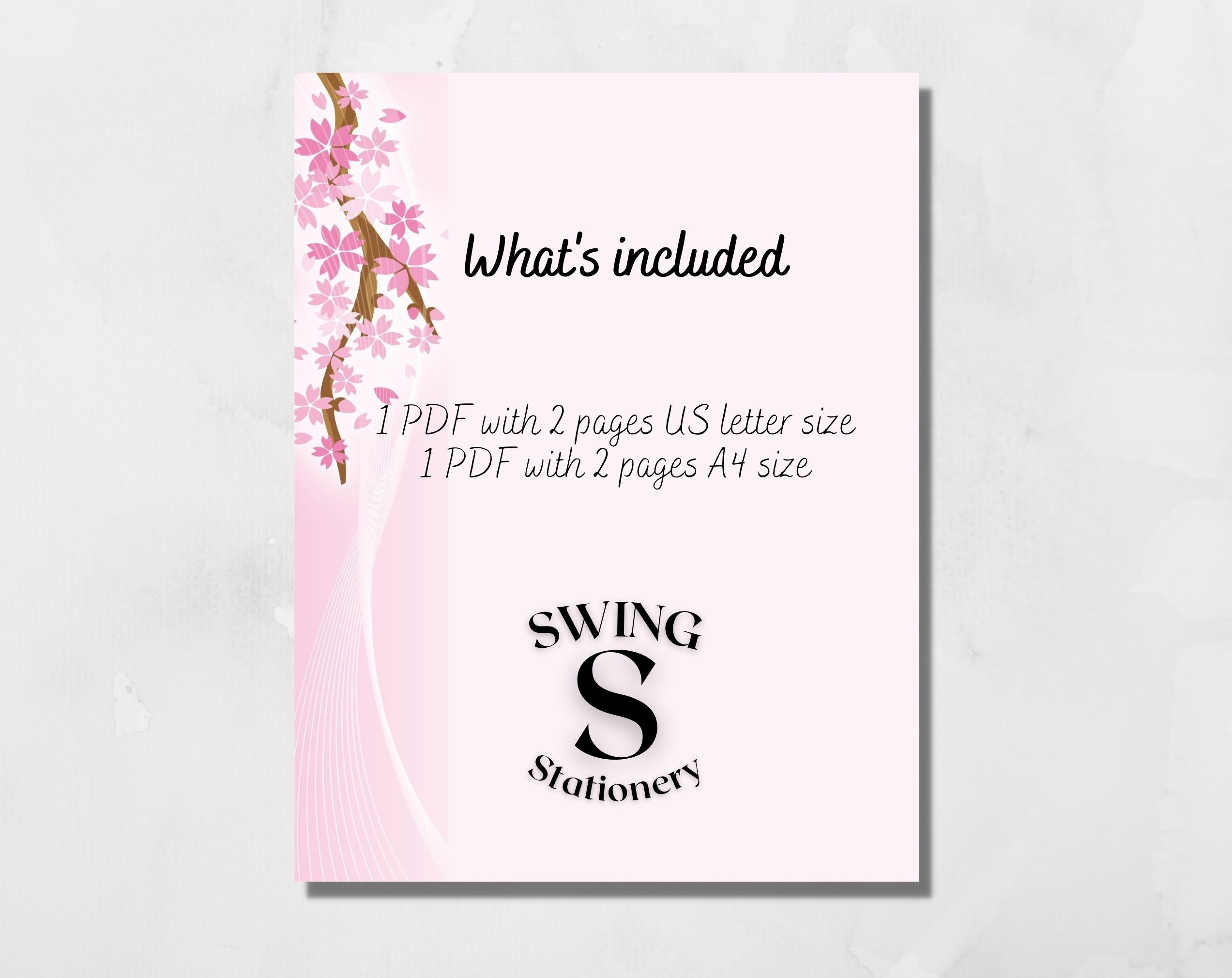 Cherry Blossom Printable Writing Paper, Printable Letter Paper ...