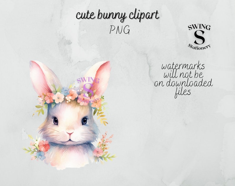 Cute Bunny Clipart, Bunny and Flowers, Baby Rabbit Png, Flowery Bunny ...