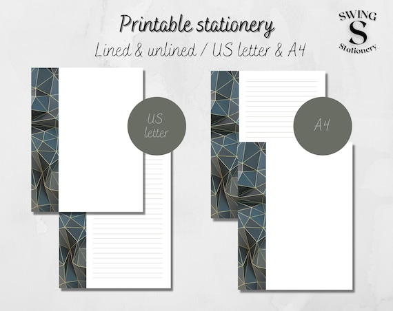 Art Deco Geometric Printable Writing Paper Printable Letter | Etsy