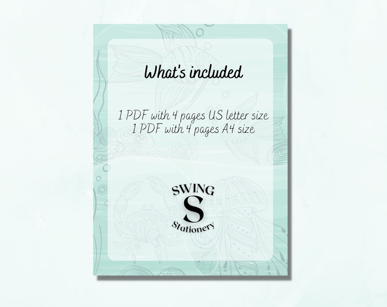 Sea Life Downloadable Stationery Paper, Ocean Downloadable Stationery ...