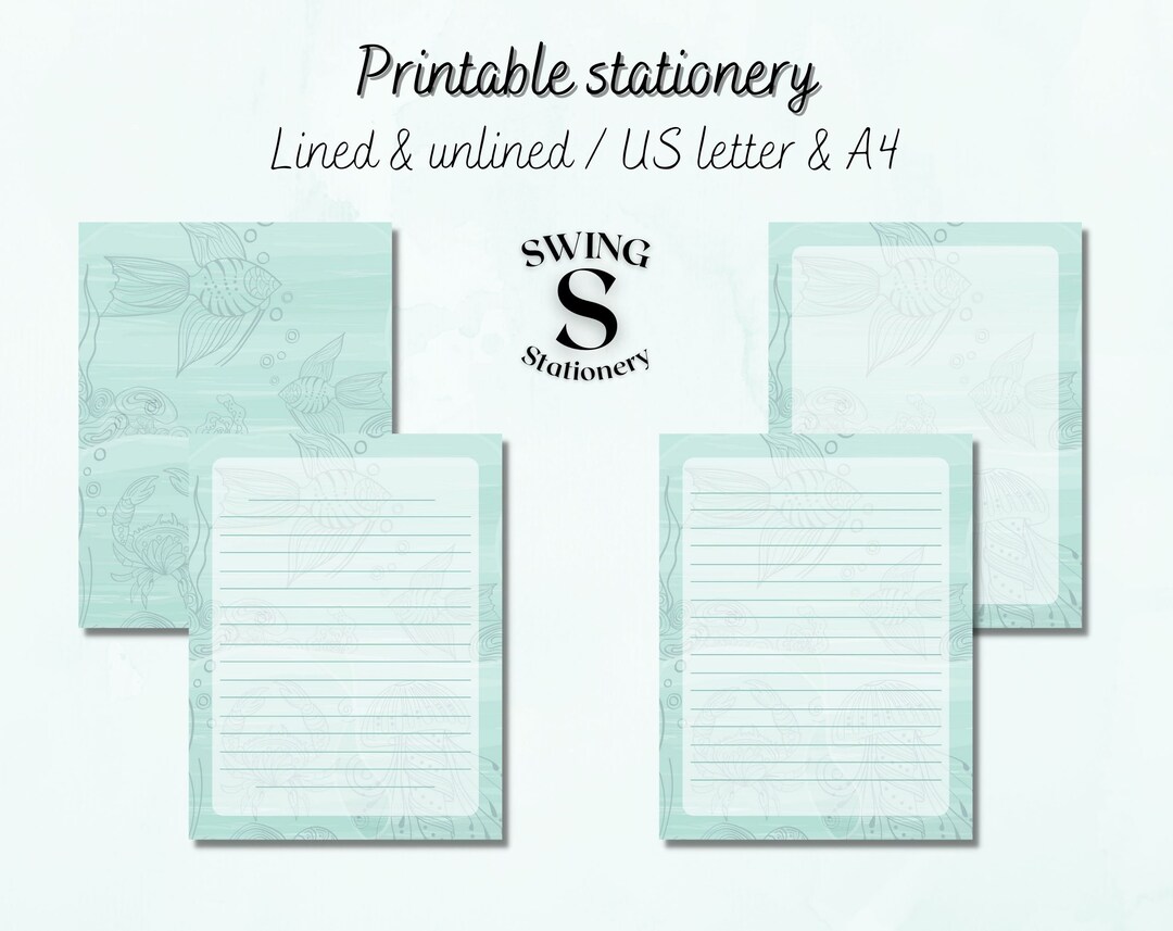 Sea Life Downloadable Stationery Paper, Ocean Downloadable Stationery ...
