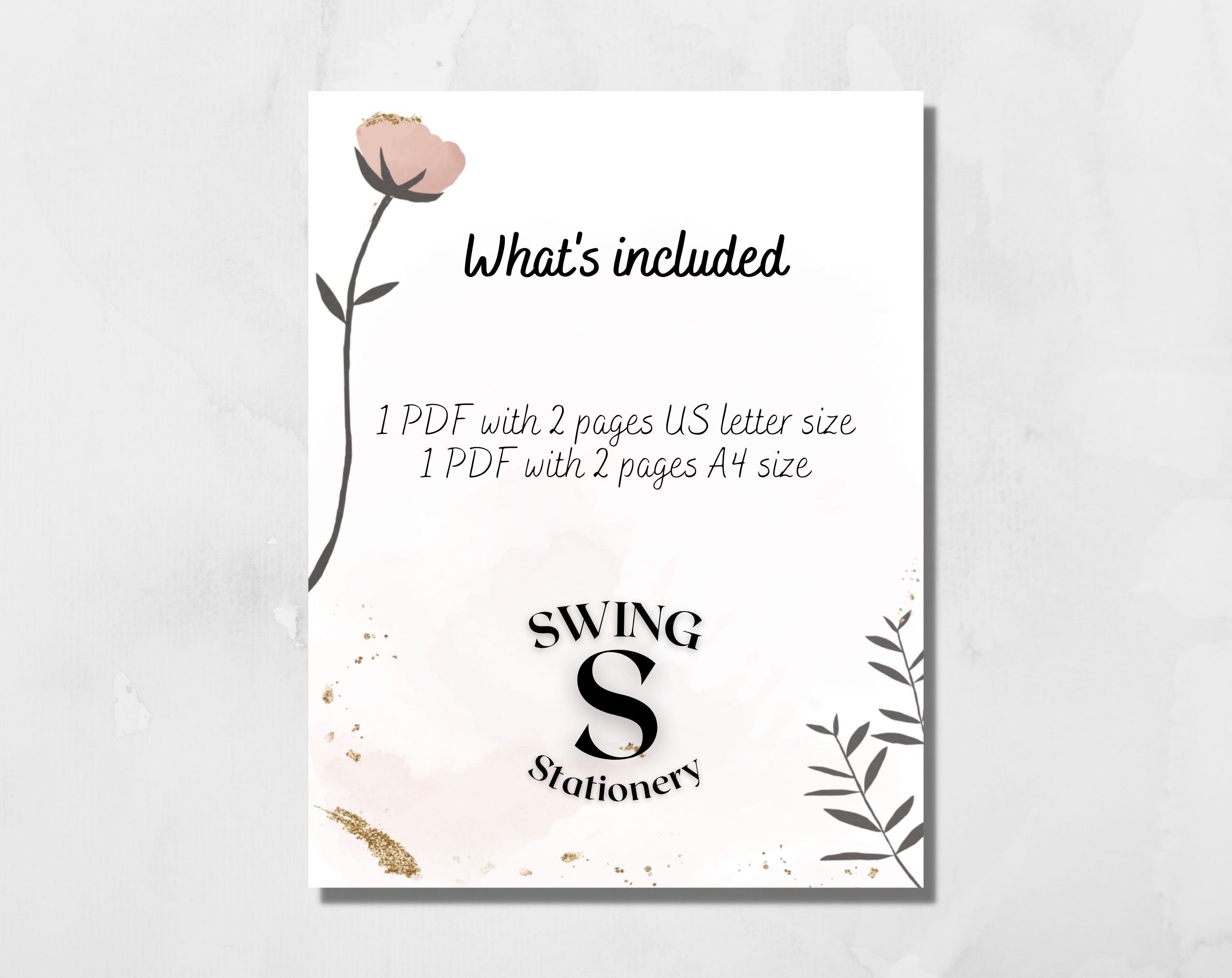 Flowery Printable Writing Paper, Light Flower Note Paper, Neutral ...