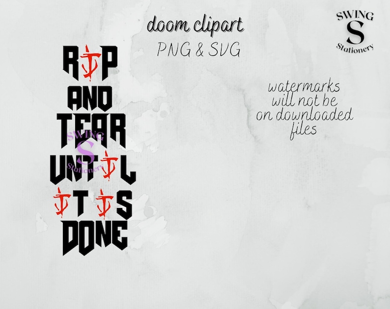 Doom Png, Doom Slayer Svg, Rip and Tear Until It is Done, Doom Eternal ...