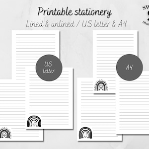 Skull Printable Writing Paper, Black and White Rainbow Paper ...
