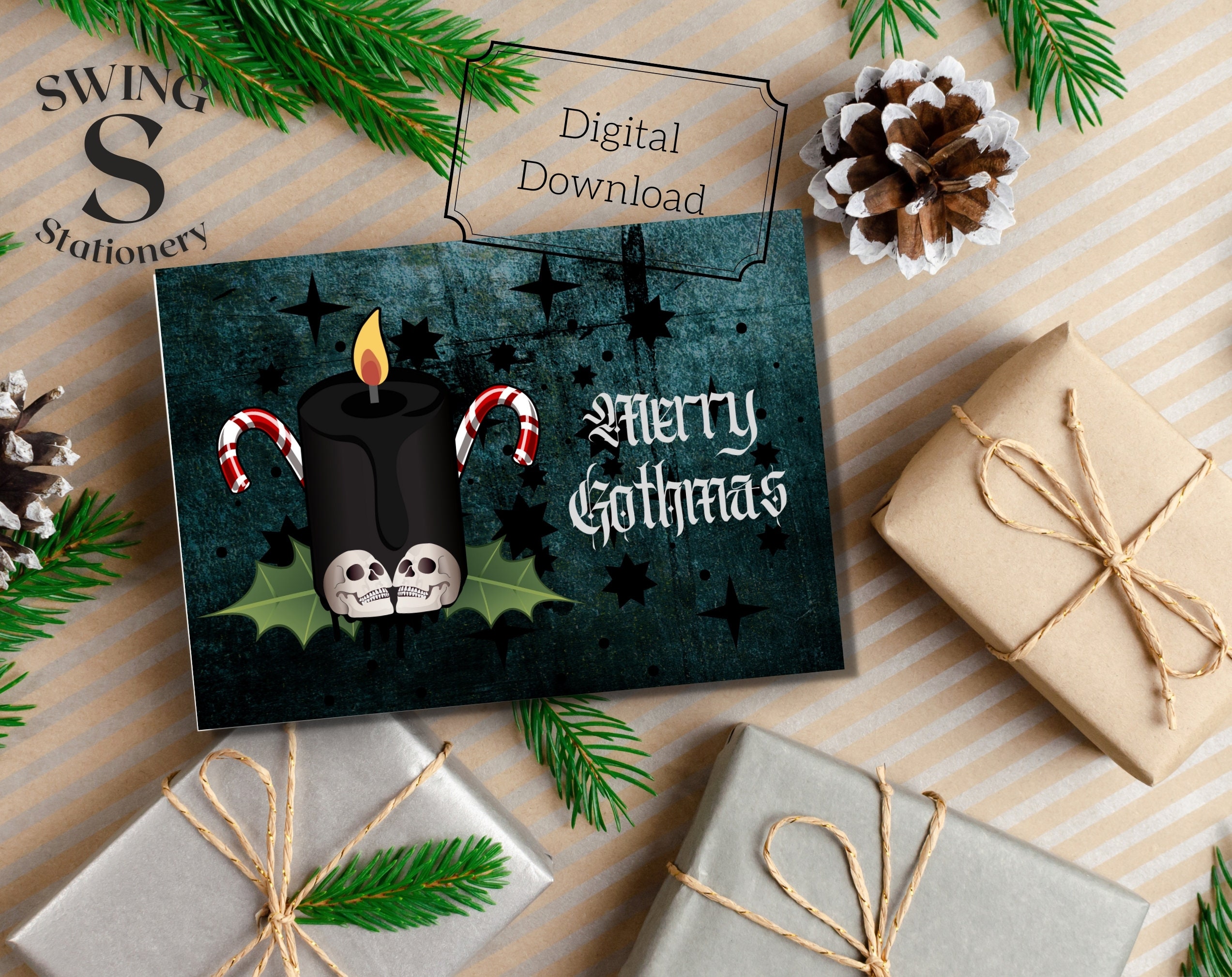 Merry Gothmas Printable, Gothic Christmas Card, Gothic Xmas Printable ...