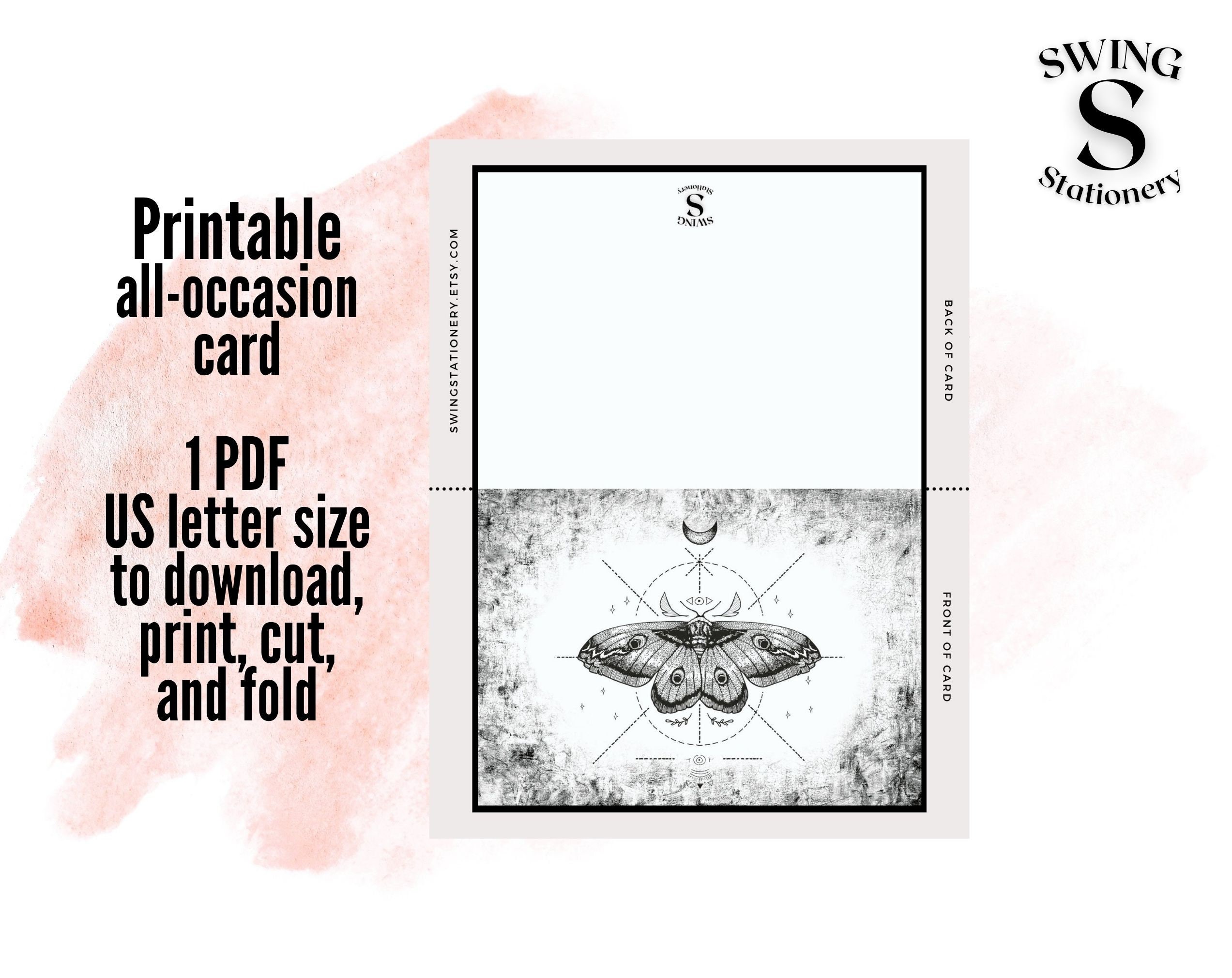 Printable All-occasion Card, Black and White Moth Card, Death's Head ...