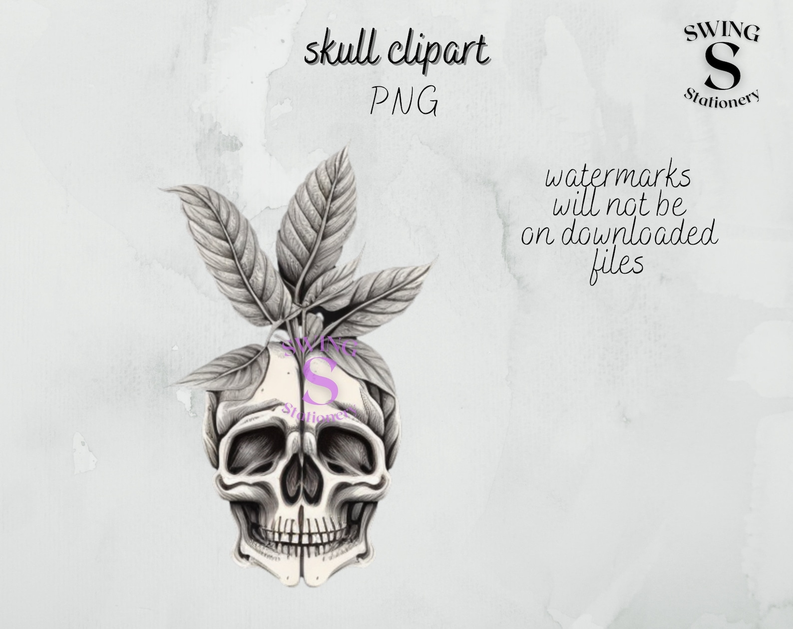 Skull Planter Png, Skull Plant Clipart, Gothic Clipart, Black and White ...