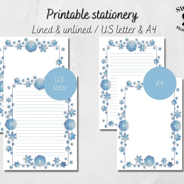 Snowflake Printable Letterhead - Etsy