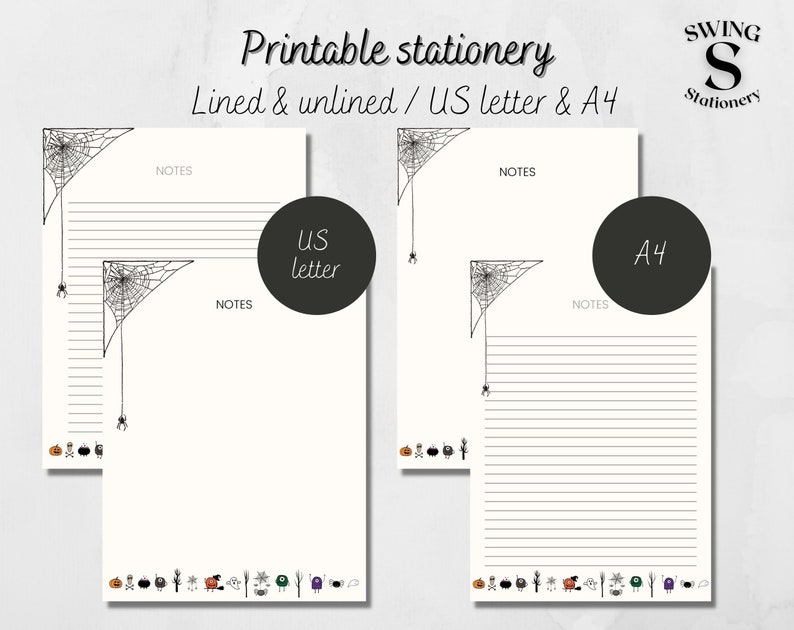 Halloween Printable Writing Paper, Scary Downloadable Note Paper ...