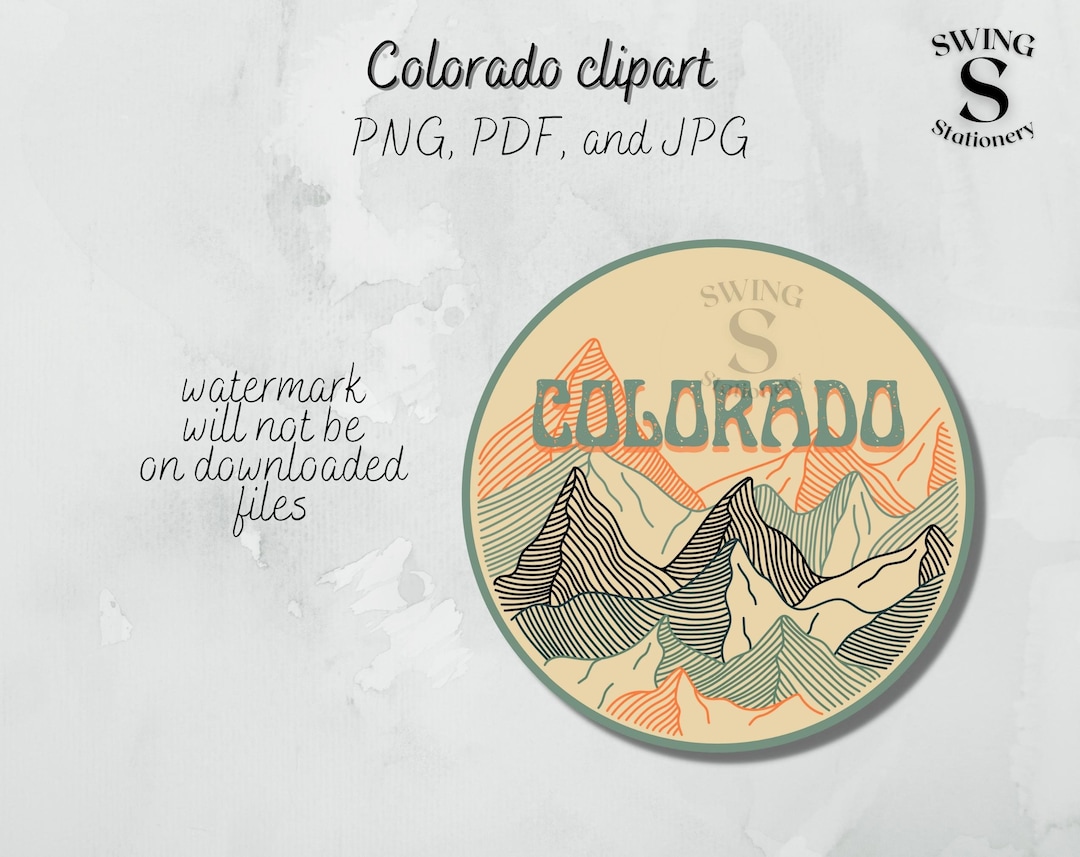 Colorado Mountain Clipart, Mountain Sublimation, CO Mountains, Retro ...