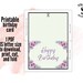 Printable Purple Birthday Card, Purple Birthday Printable, Elegant ...