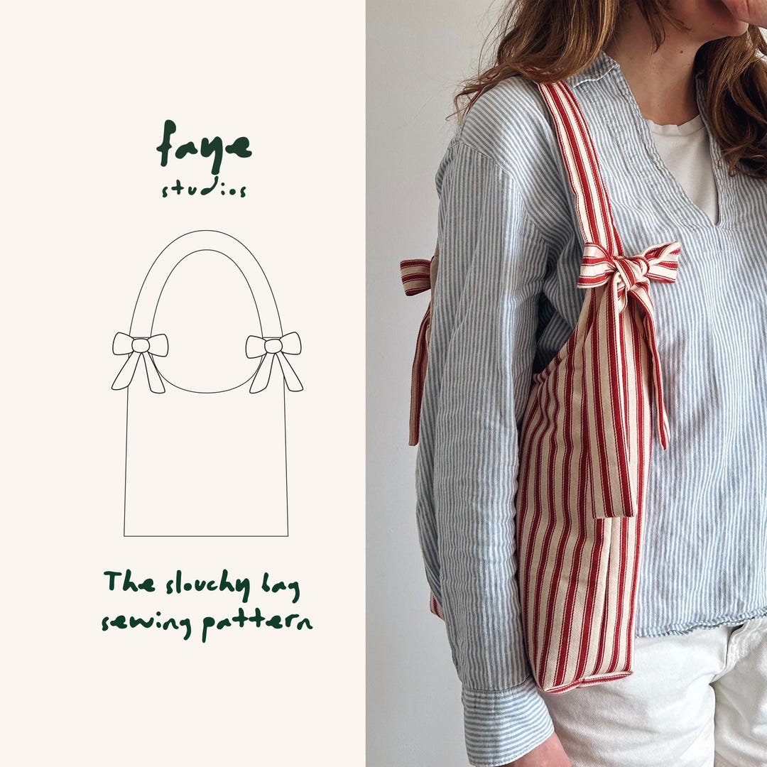 Slouchy Bow Bag Sewing Pattern: Video Tutorial, Beginner Friendly (PDF ...