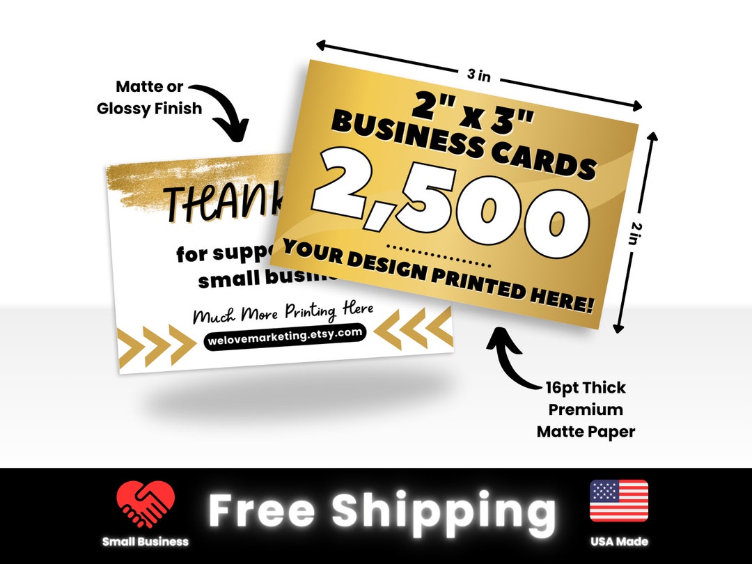 2500 2x3 Business Cards Printed, Custom Printed Cards, Thick 16pt ...