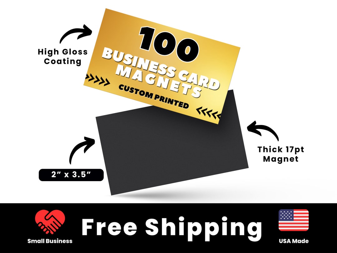100 Magnetic Business Cards Printed, Custom Printed Business Card ...