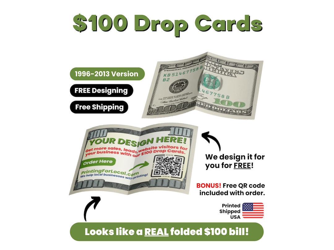 Money Drop Cards,personalized Money Cards Printed, Money Cards Printed ...