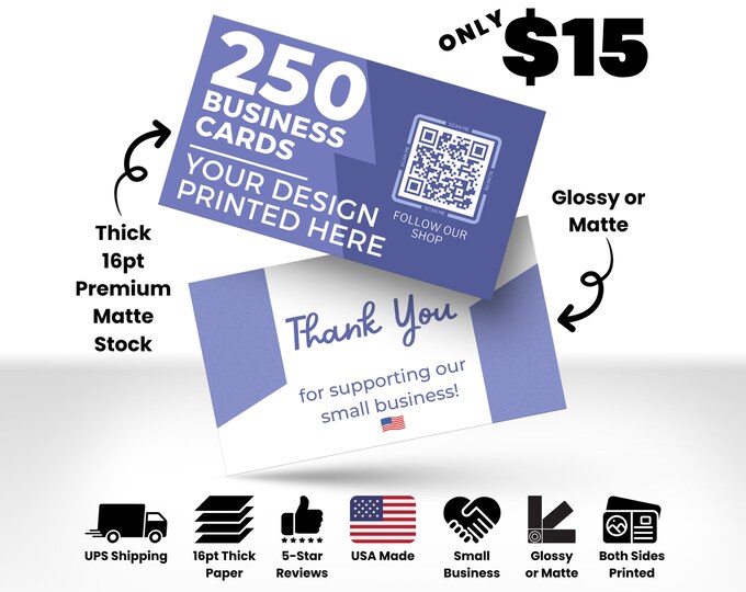 Business Card Printed QR Code Single, Double Sided Custom Printed ...