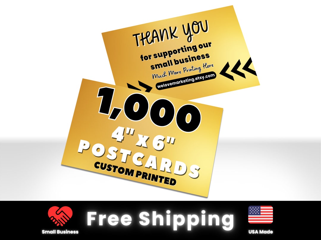 1000 4" X 6" Printed Postcards, Thick 16pt Custom Postcards, Full Color ...