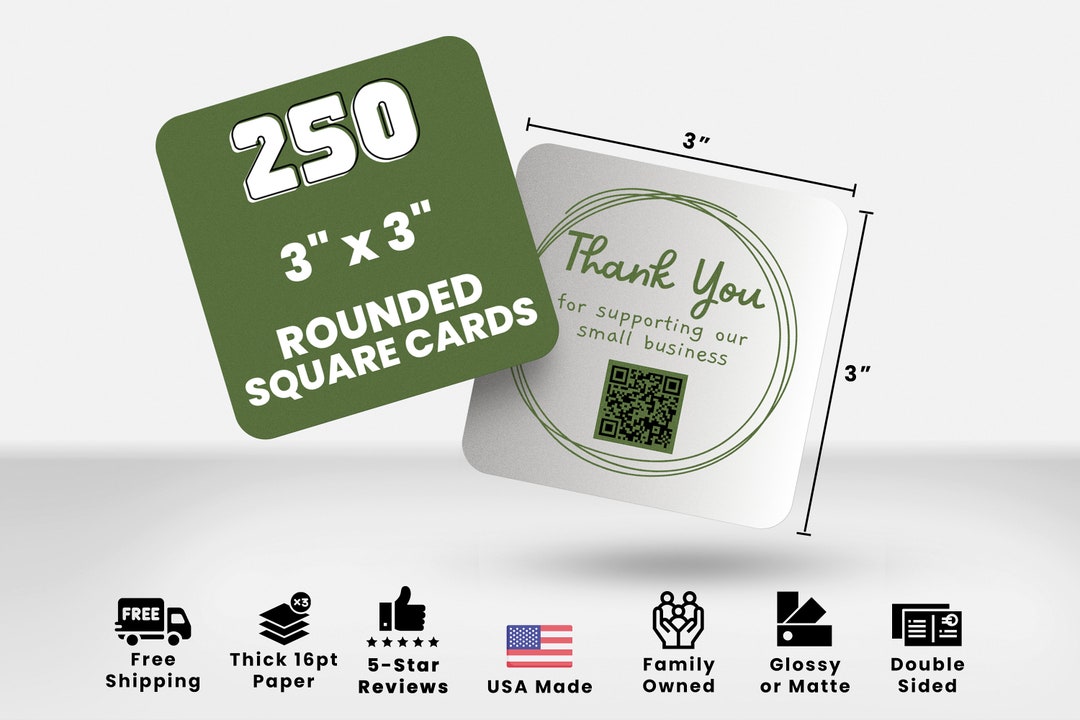 250 3" Rounded Square Cards|rounded Business Cards|custom Printed ...