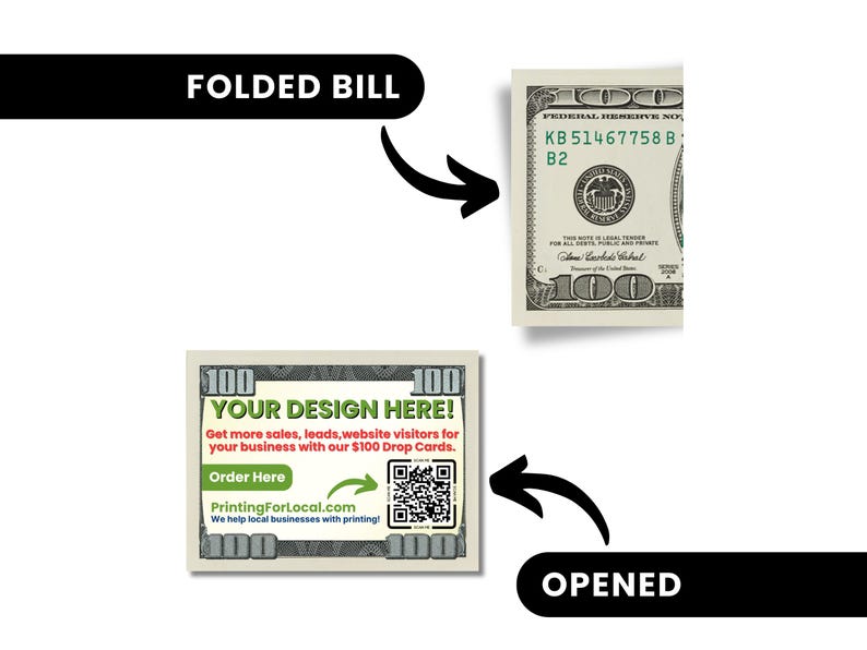 Money Drop Cards,personalized Money Cards Printed, Money Cards Printed ...