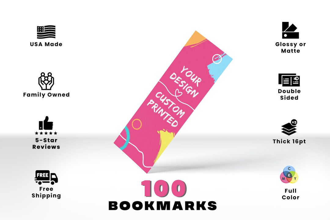100 2 X 8 Bookmarks Printed Thick 16pt Premium Matte Stock Full Color ...