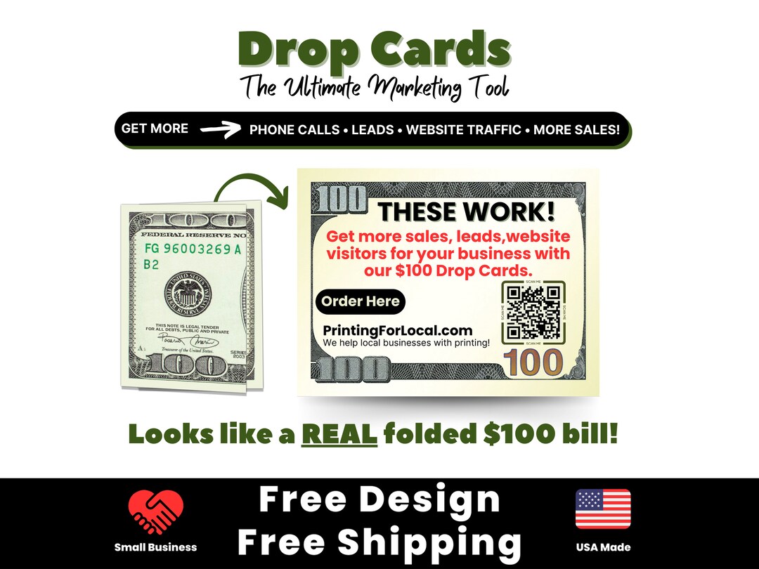 Money Drop Cards, Personalized Money Cards Printed, Money Cards Printed ...