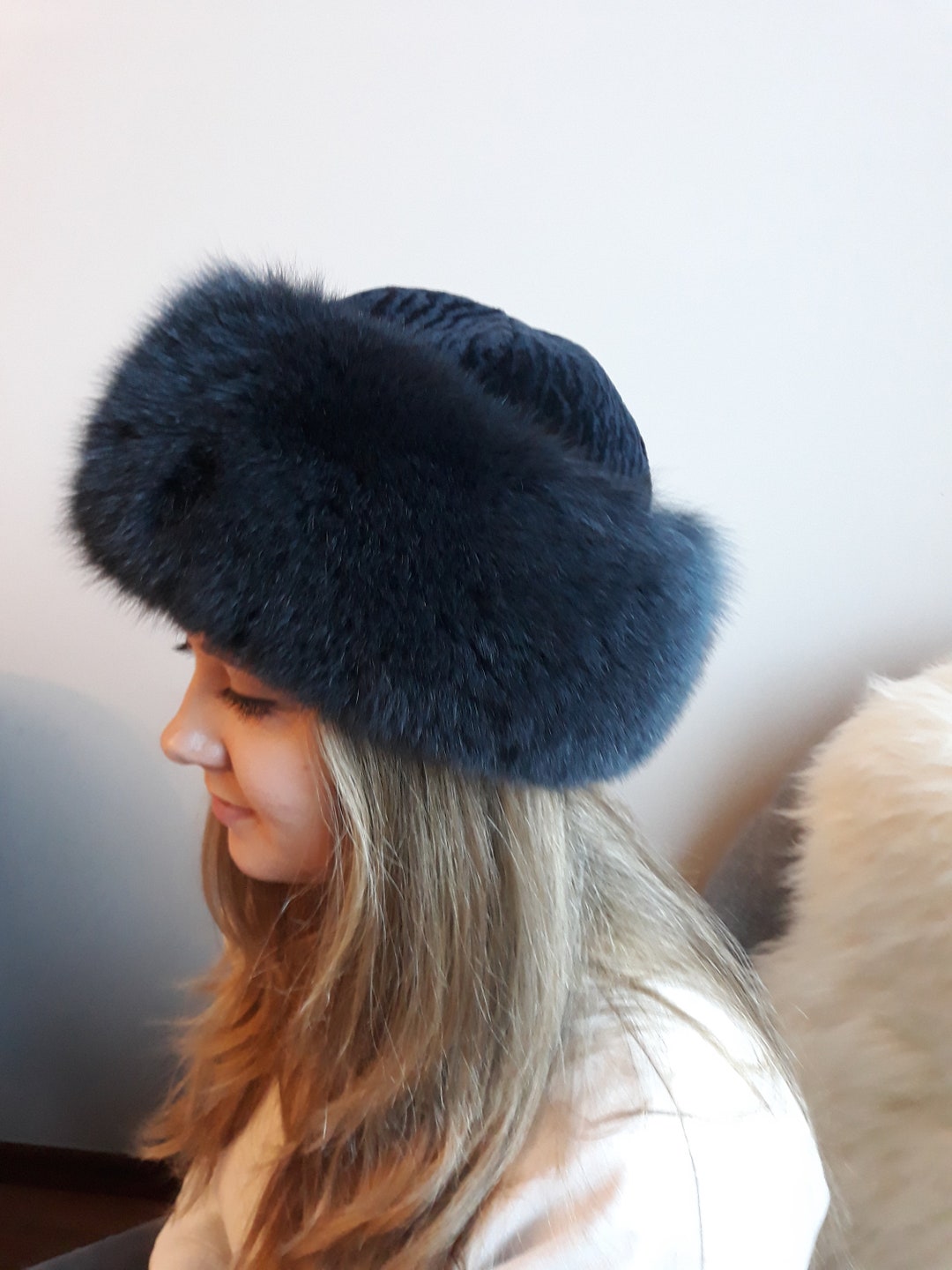Fox and Mouton Grey Fur Hat for Women - Etsy