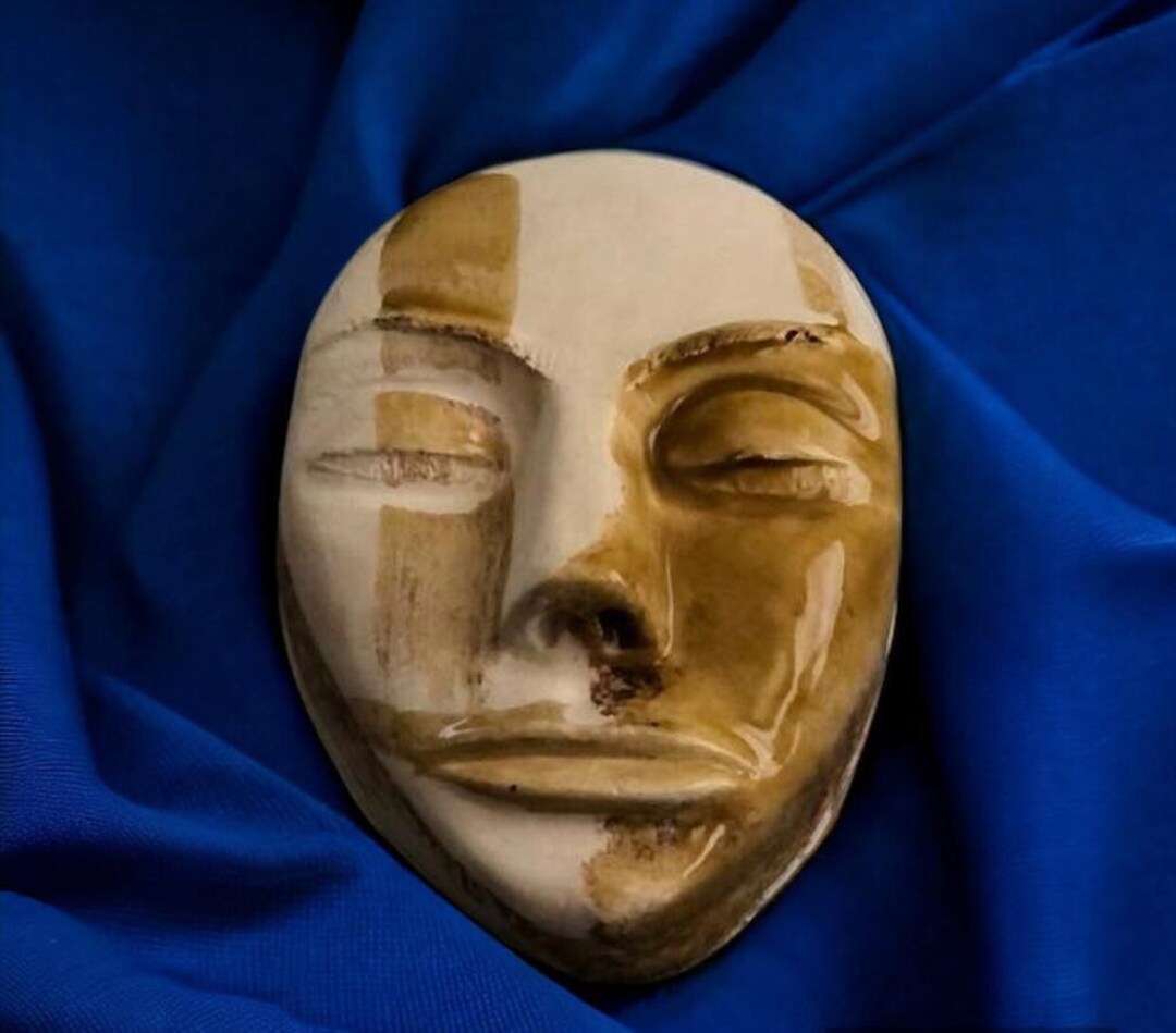 Handmade Ceramic Mask, Pottery Wall Art, Sculpture Head, Modern Art ...