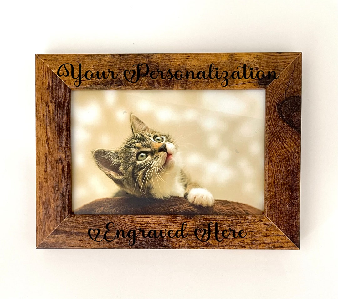 PERSONALIZED Cat Frame ENGRAVED Rustic Wood Custom Cat Picture Frame ...