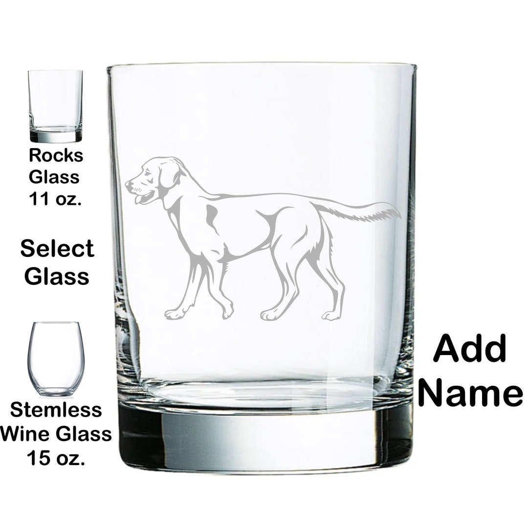 LABRADOR Dog Engraved Whiskey Glass or Stemless Wine Glass Personalized ...