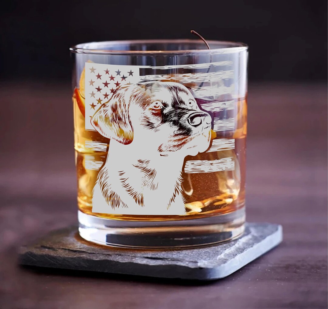 Personalized Labrador Dog Etched Glass – Patriotic Dog Whiskey ...