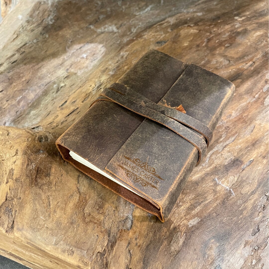 Rustic Leather Journal: Personalized Engraved Notebook, Handmade Paper ...