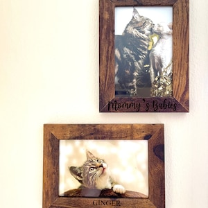 PERSONALIZED Cat Frame ENGRAVED Rustic Wood Custom Cat Picture Frame ...