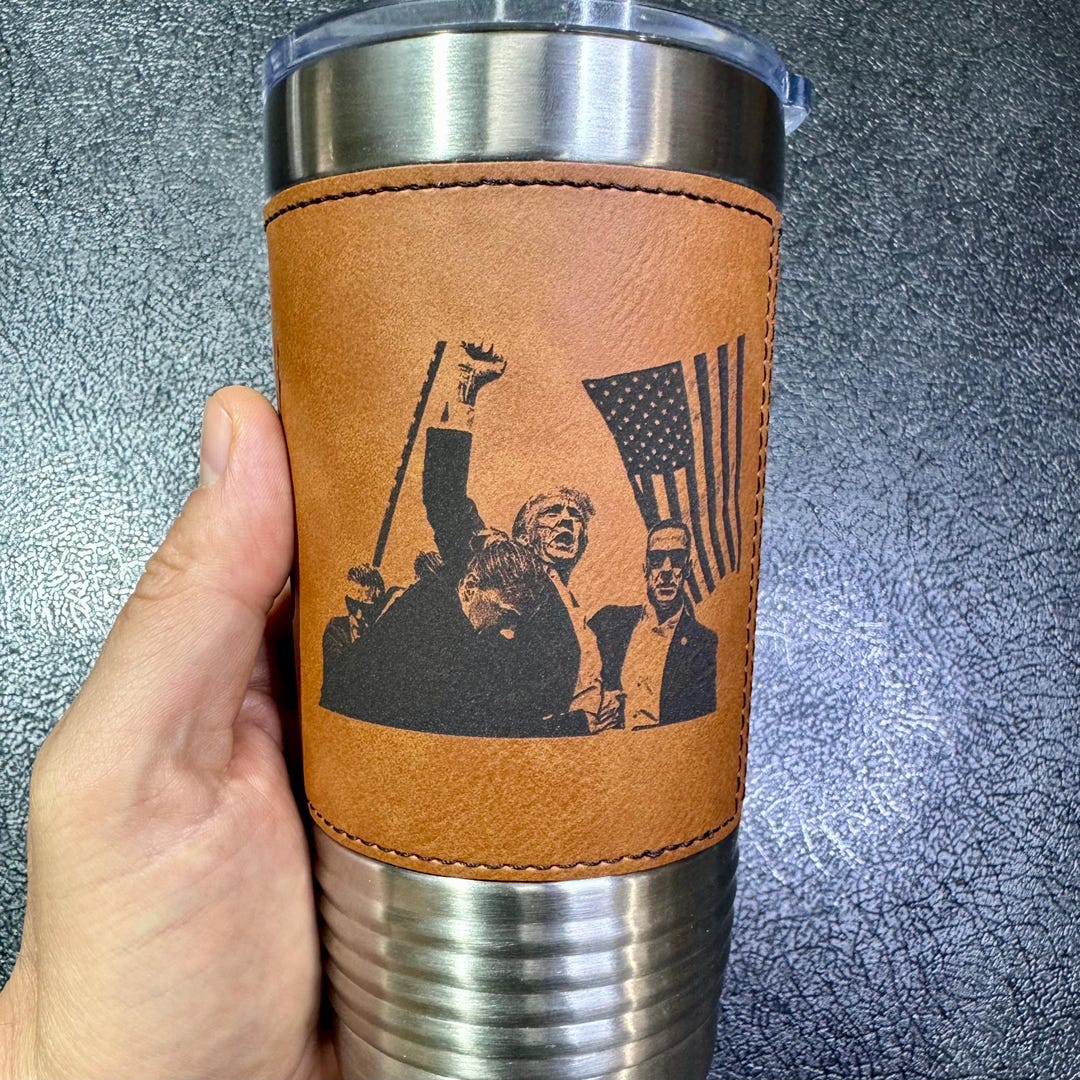 Custom Engraved Donald Trump Fight Pose Leather Tumbler 20 Oz ...