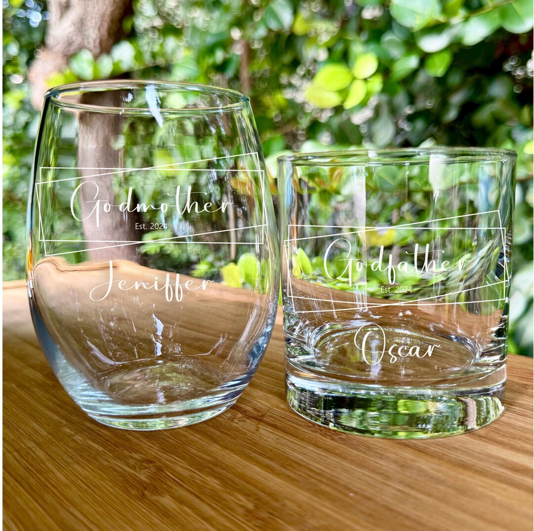 Personalized Engraved Godmother and Godfather Design Glass Custom ...