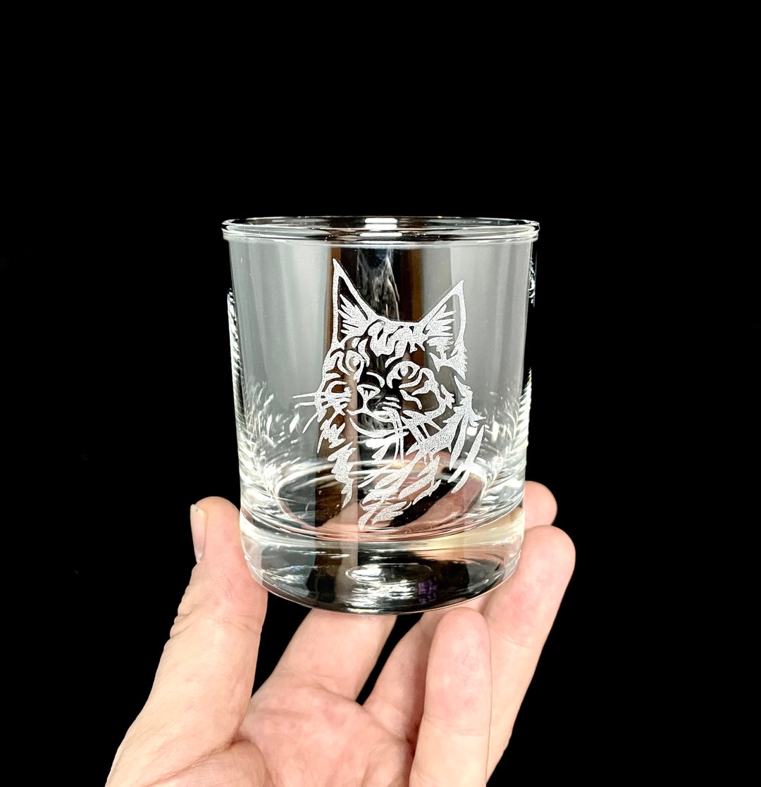 Cat Face and Name Engraved on Glassware of Your Choice, Cat Lover ...