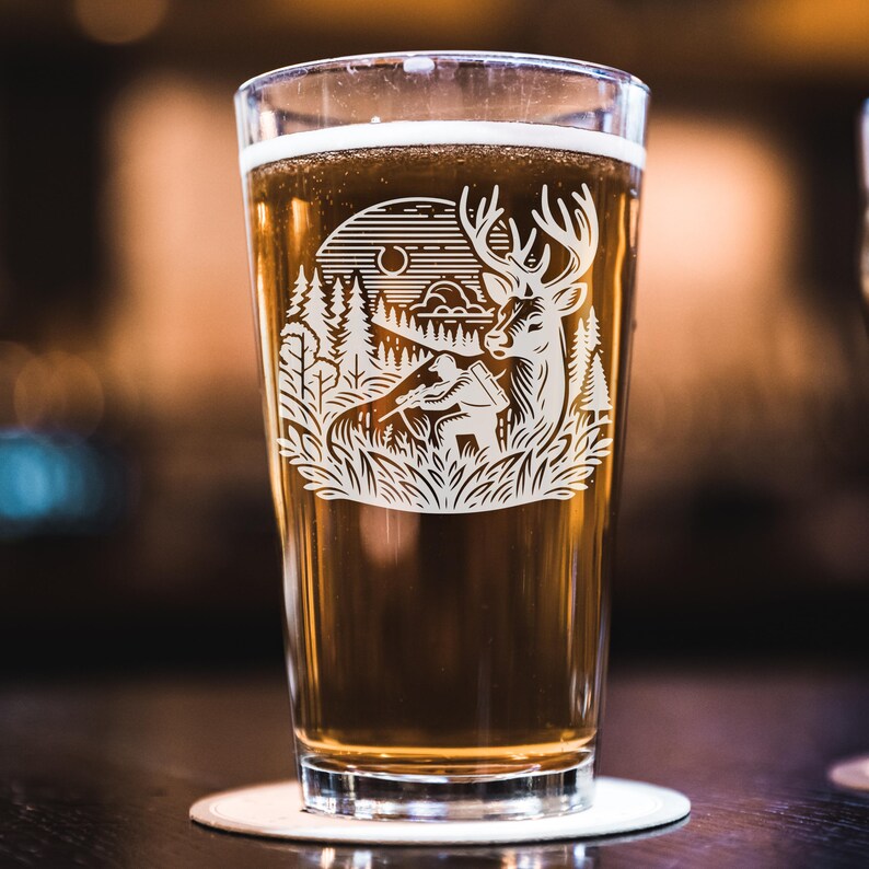 Engraved Hunting Glass: Personalized Whiskey, Wine, Beer Pint - Etsy