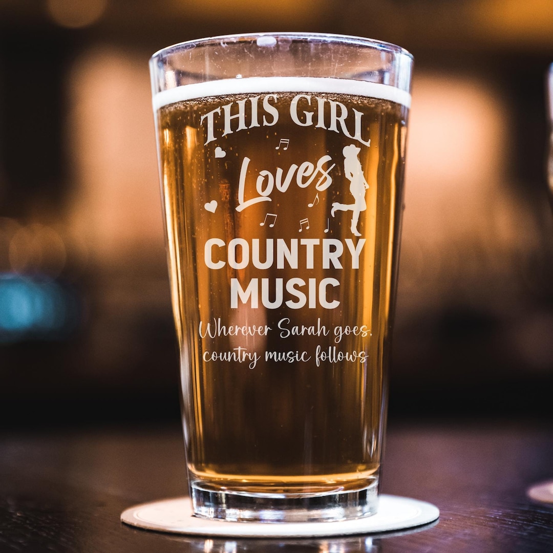 Personalized Country Music Engraved Glass Custom Whiskey Beer Wine ...