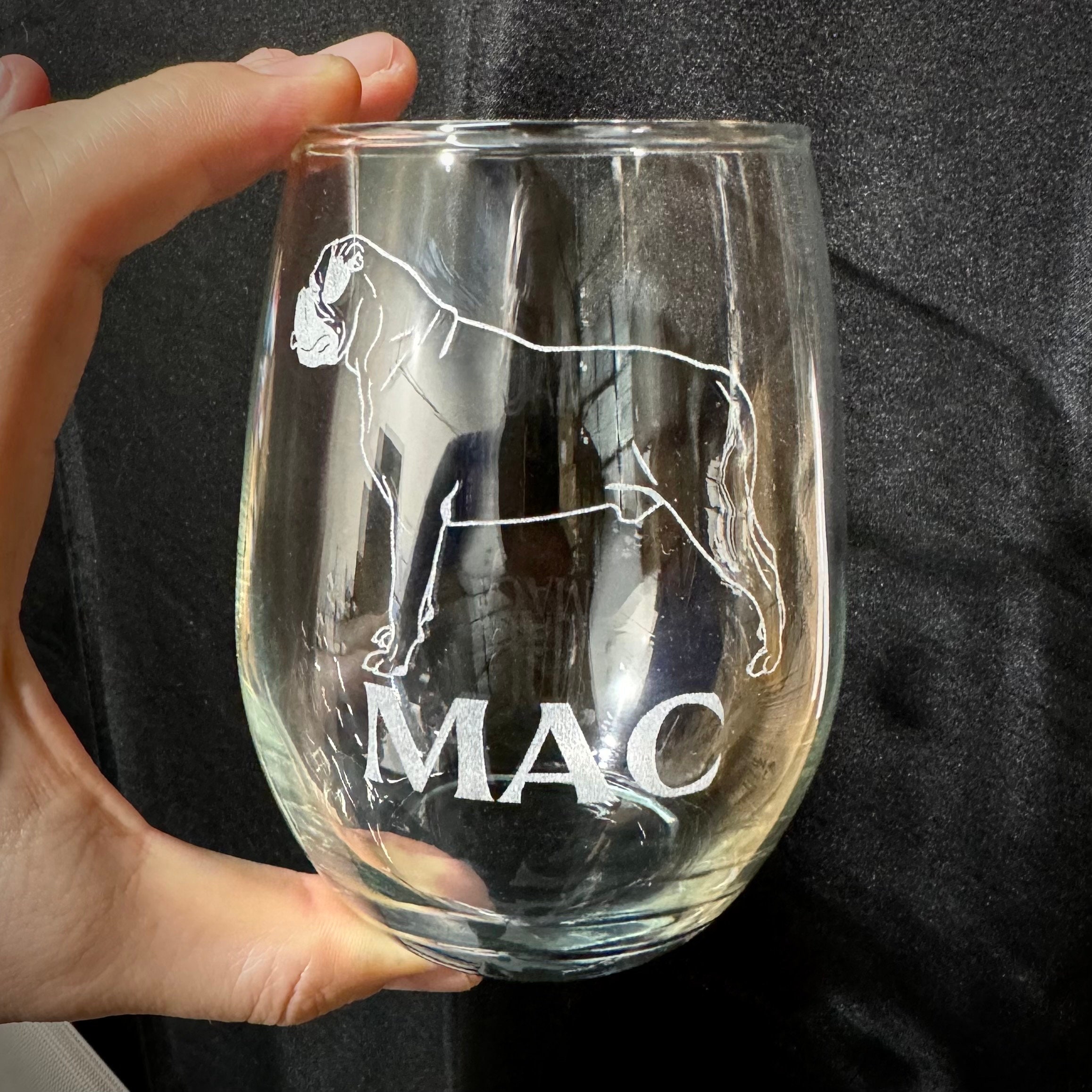 BULLMASTIFF Dog ETCHED Whiskey Glass Gift or Stemless Wine Glass ...