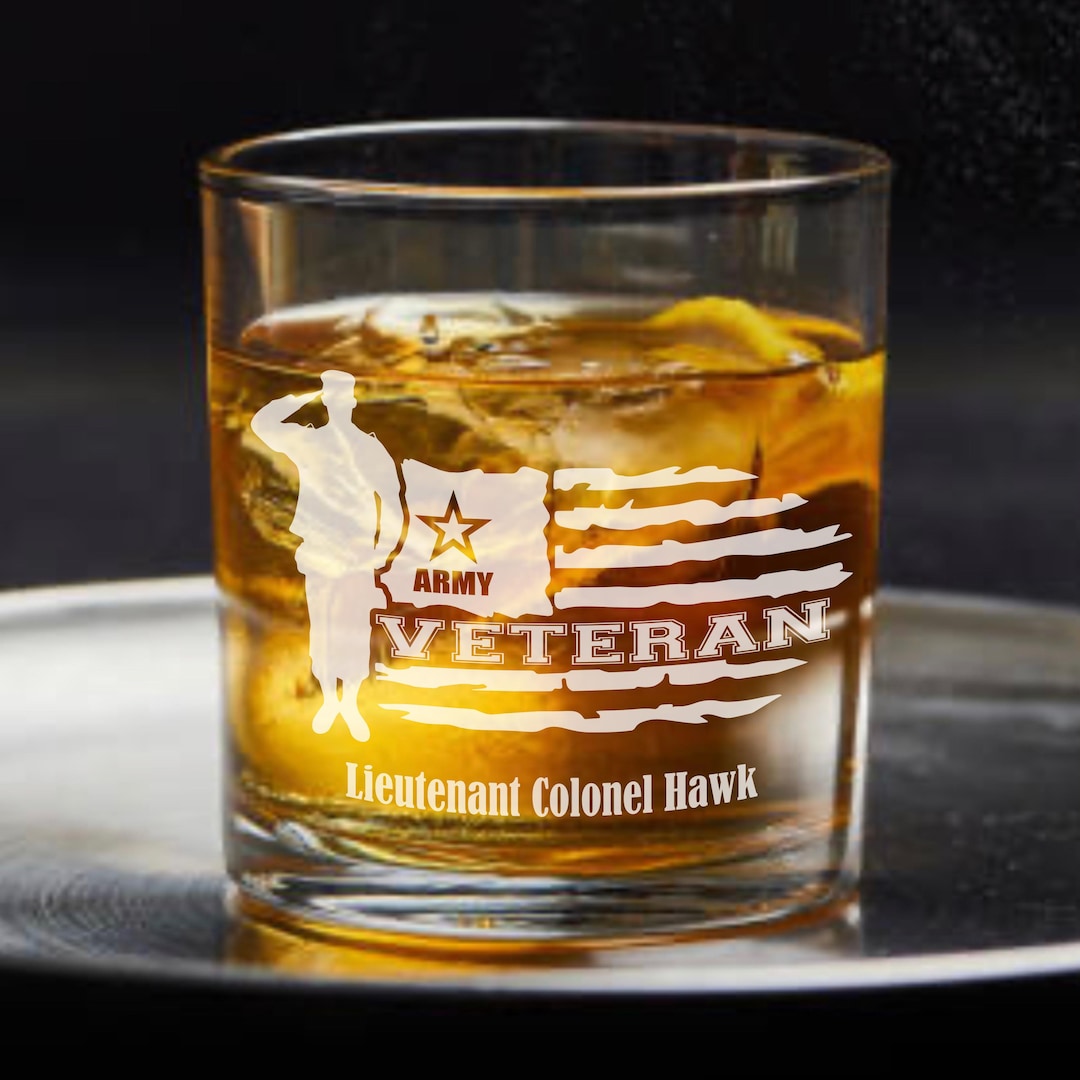Engraved Army Veteran Whiskey Glass: Personalized Military Gift - Etsy
