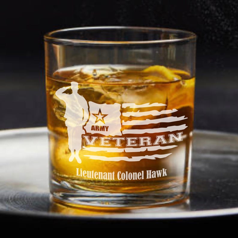 Engraved Army Veteran Whiskey Glass: Personalized Military Gift - Etsy