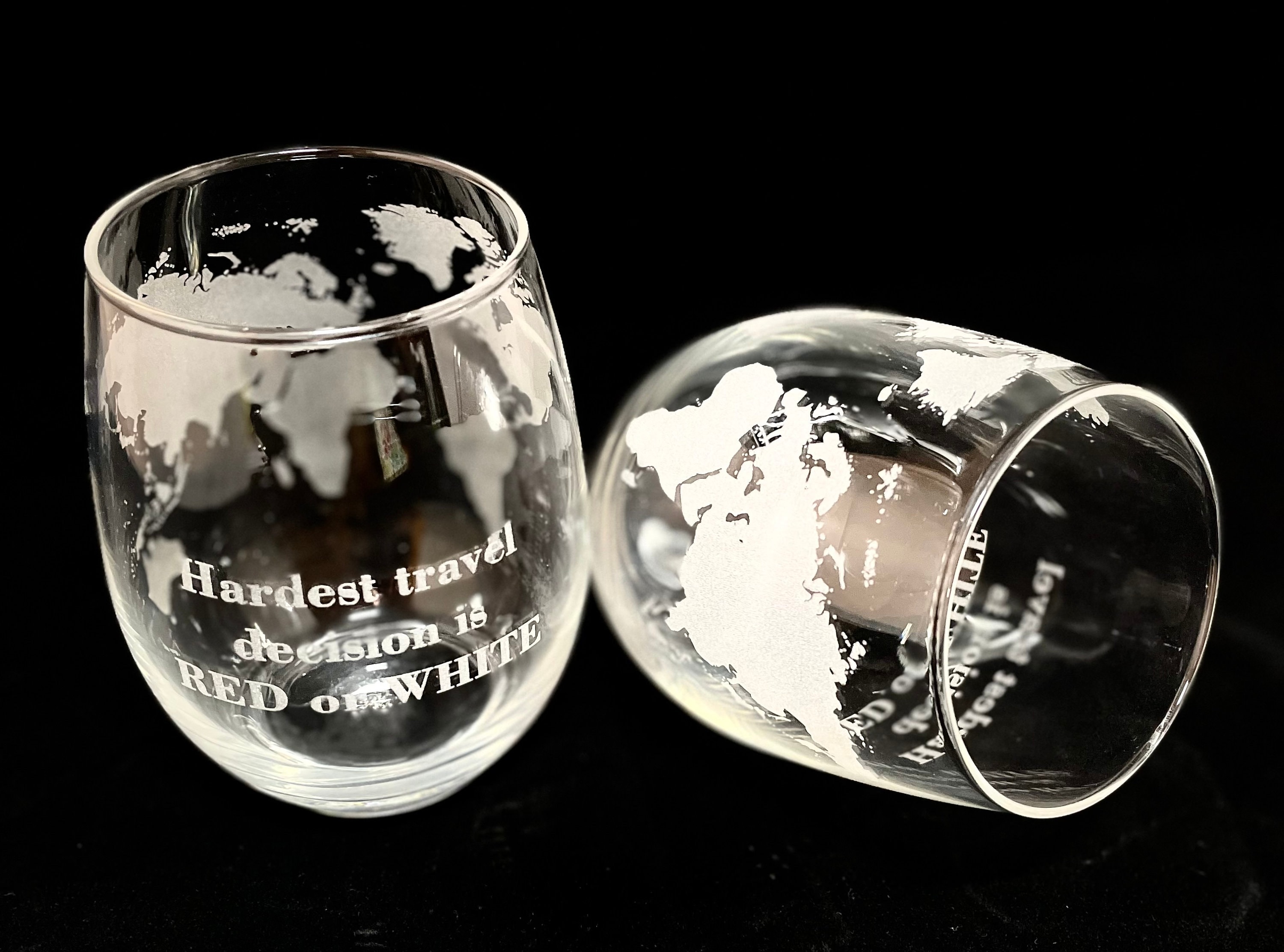 Engraved World Map Wine Glass: Personalized Travel Gift - Etsy