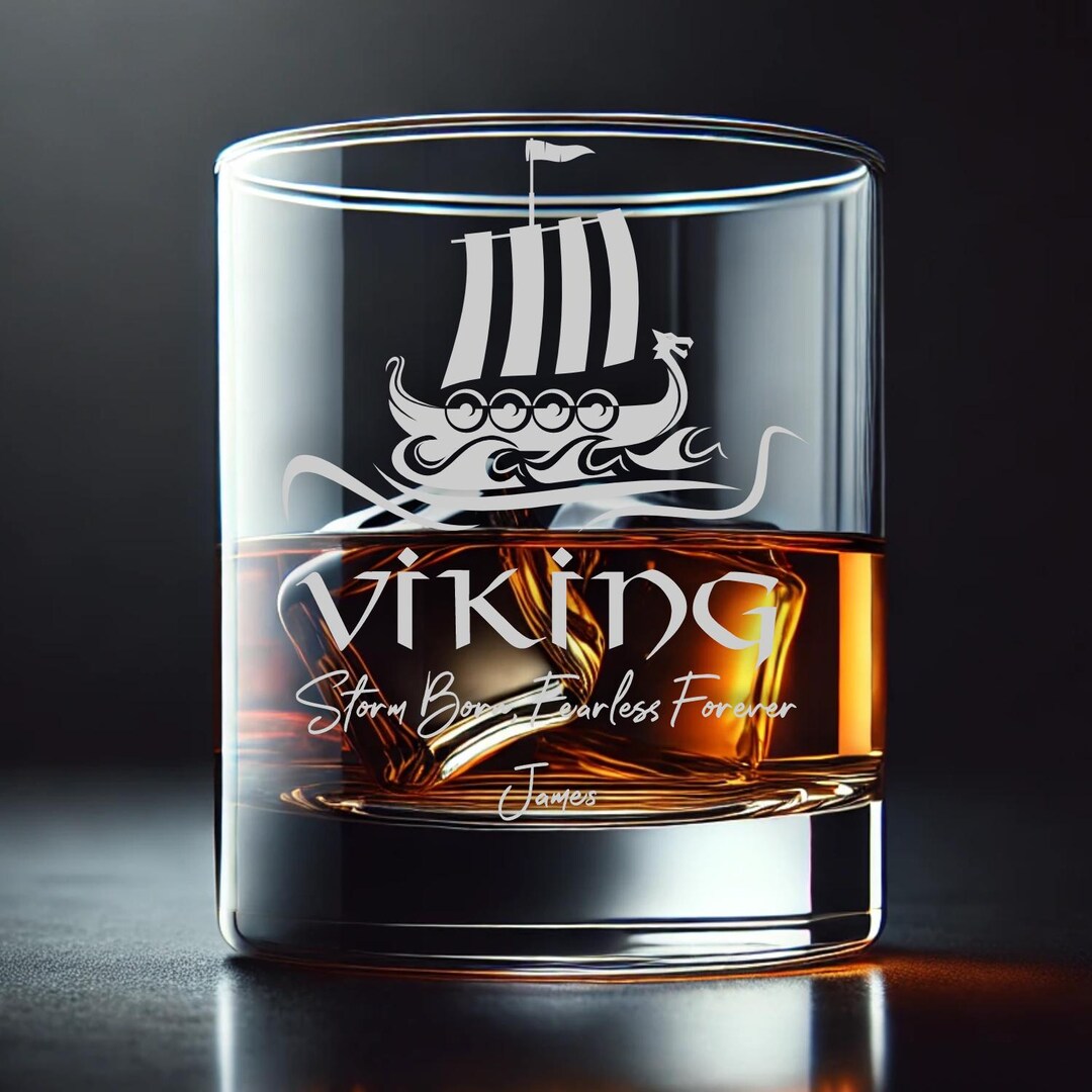 Engraved Viking Ship Whiskey Glass: Personalized Nautical Barware - Etsy