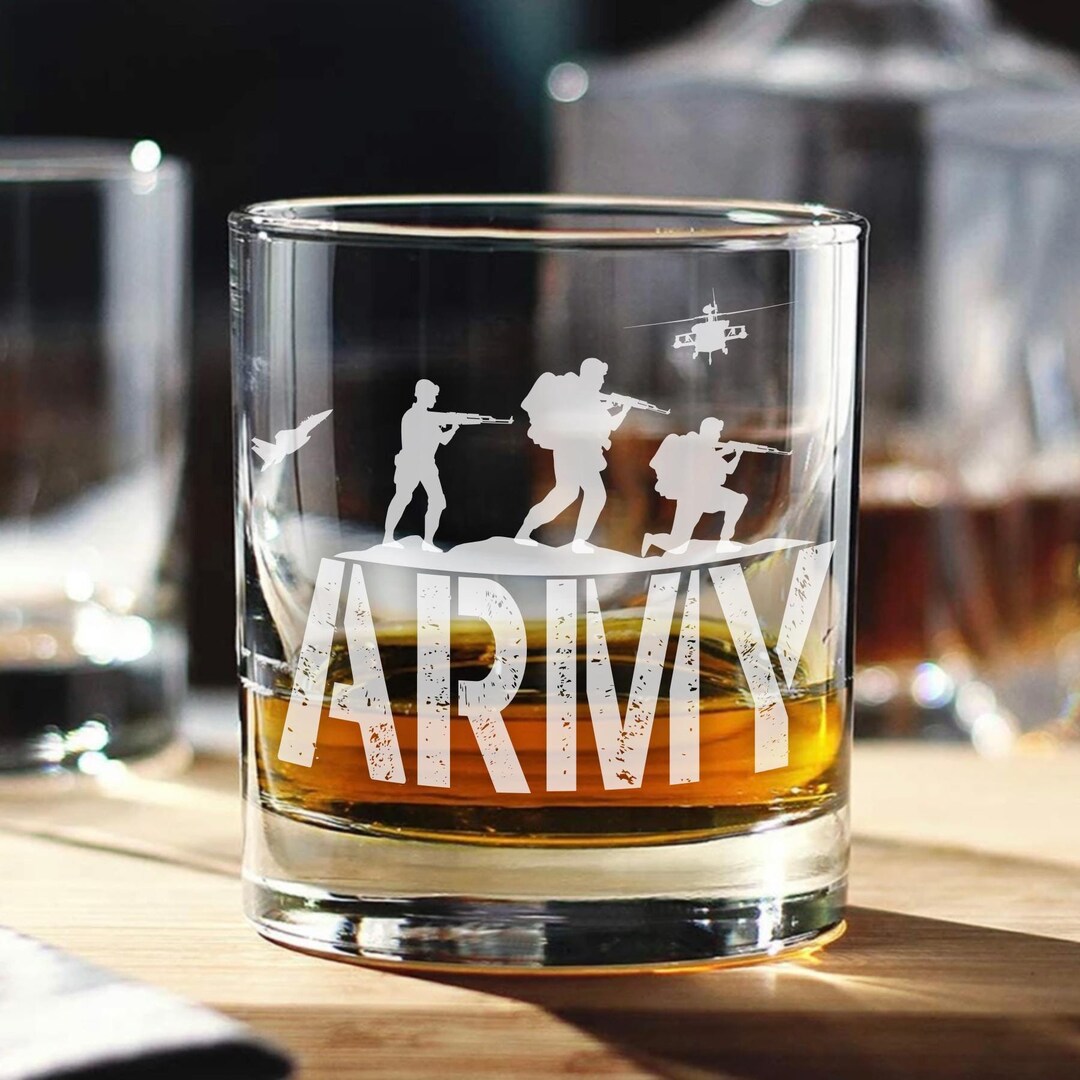 Engraved Army Whiskey Glass: Personalized Veteran Gift - Etsy