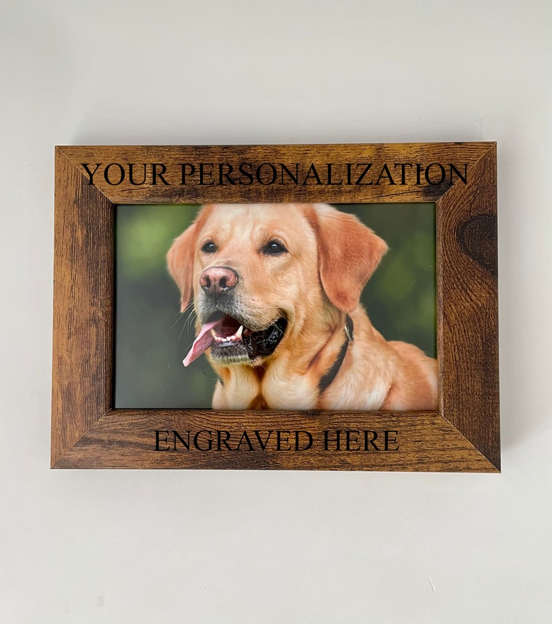 PERSONALIZED Dog Frame ENGRAVED Rustic Wood Custom Dog Picture Frame ...